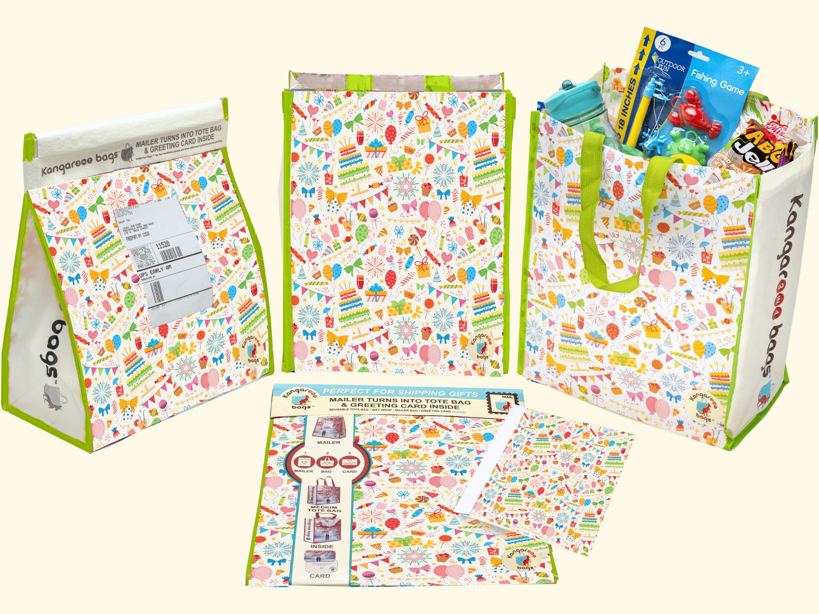 Reusable 3-in-1 Gift Bags with Greeting Card